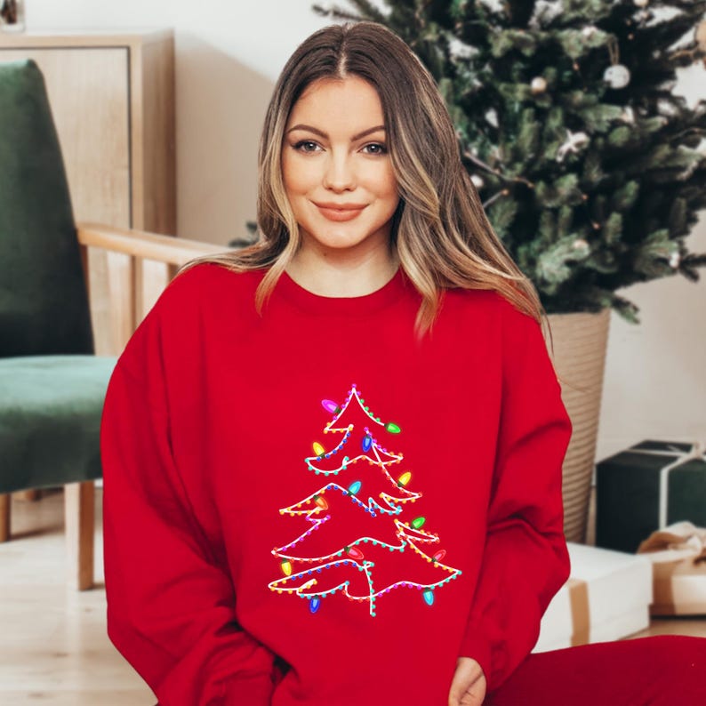 Christmas Tree Lights Sweatshirt, Merry Christmas Lights Hoodie ...