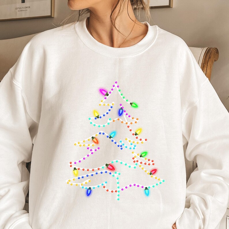 Christmas Tree Lights Sweatshirt, Merry Christmas Lights Hoodie ...