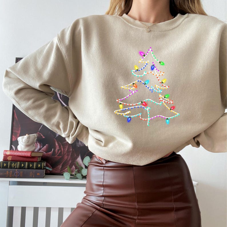 Christmas Tree Lights Sweatshirt, Merry Christmas Lights Hoodie ...