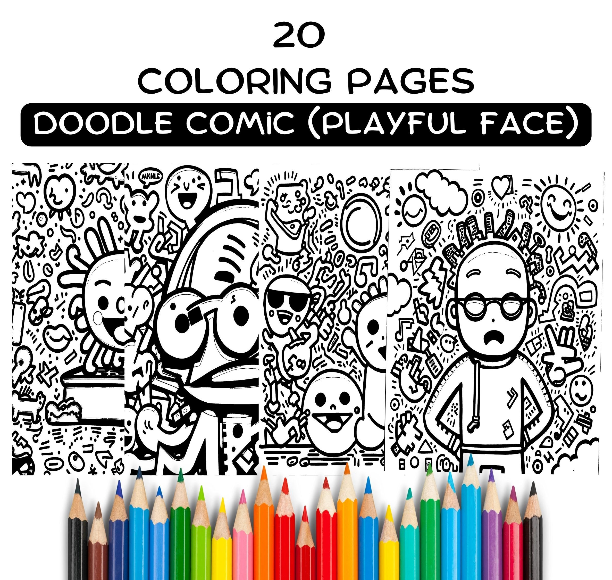 Doodle Comic Coloring Pages for Adults and Teenagers - Fun Doodle ...