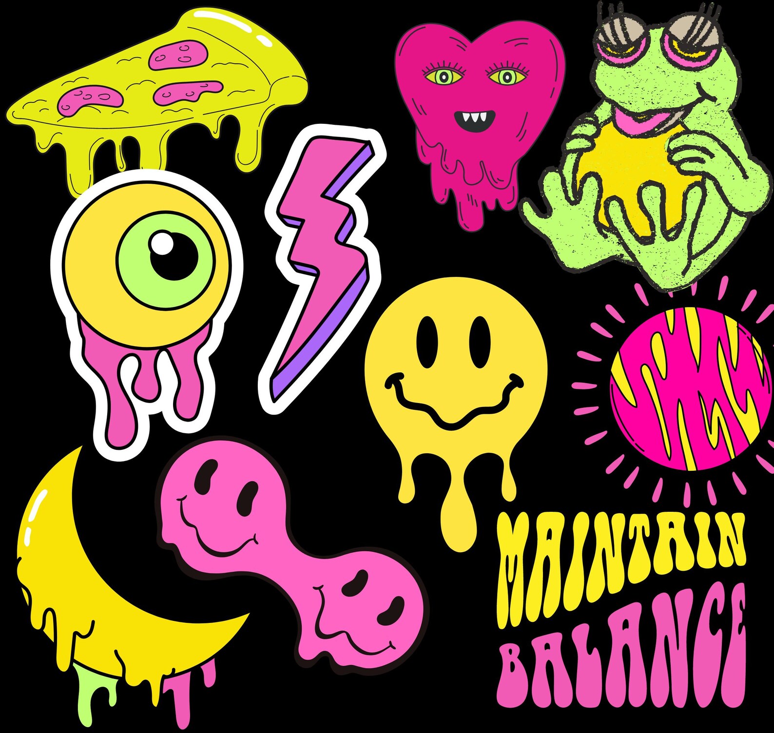 Trippy Sticker Bundle Designs - Digital Download | PNG Files | Graphic ...