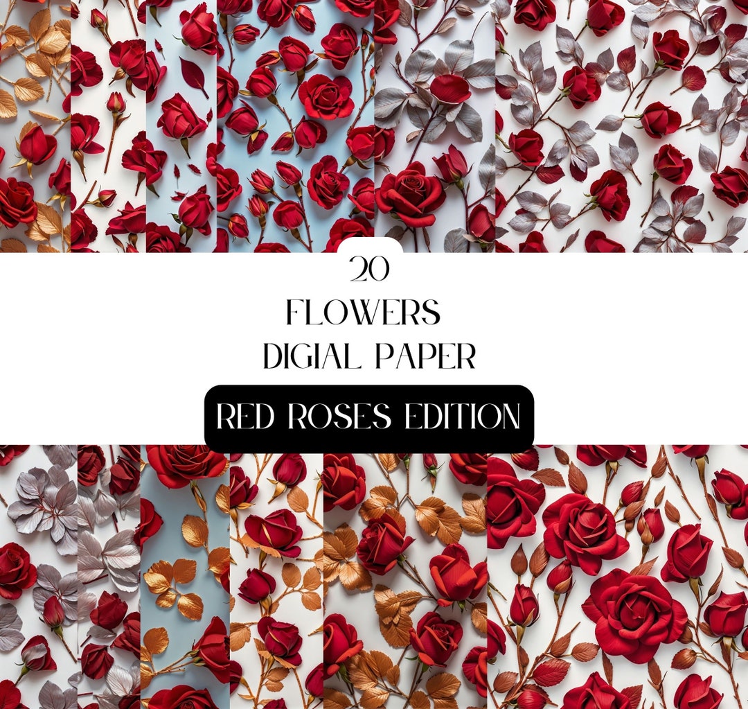 3D Realistic Red Roses Flowers Digital Paper for DIY Crafts - Etsy