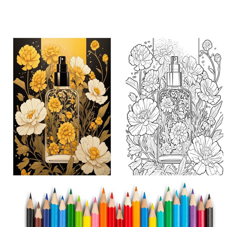 Perfume Bottles Digital Coloring Page for Adults Relaxing - Etsy
