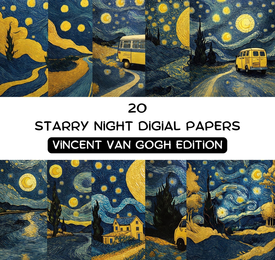 Starry Night Vincent Van Gogh Digital Paper for Crafts - Seamless ...