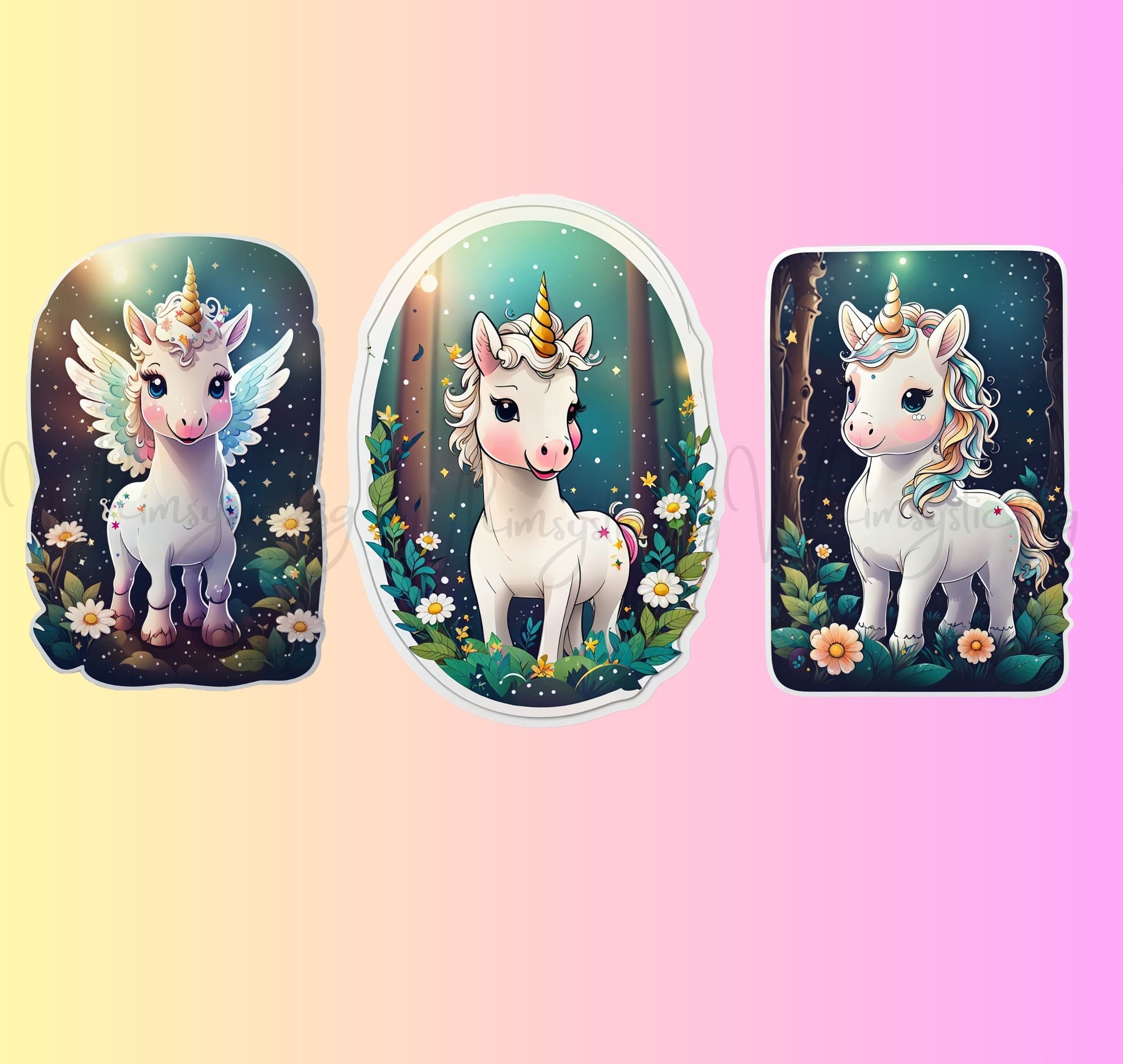 Cute Baby Unicorns Clipart Set Magical Unicorns Cartoon Unicorns Kawaii ...