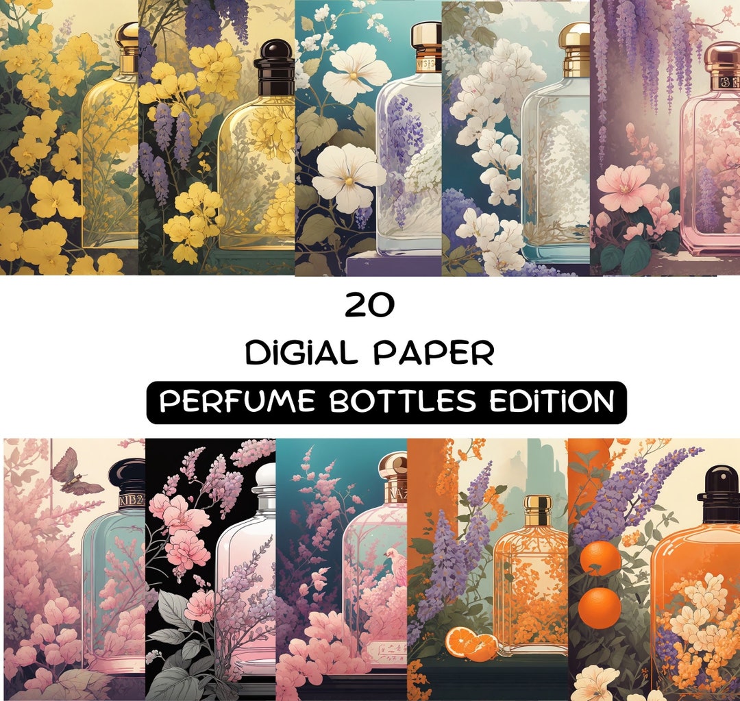 Perfume Bottles Digital Paper for Crafts - Perfume Bottles Digital ...