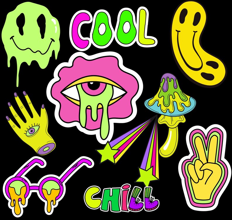 Trippy Sticker Bundle Designs - Digital Download | PNG Files | Graphic ...