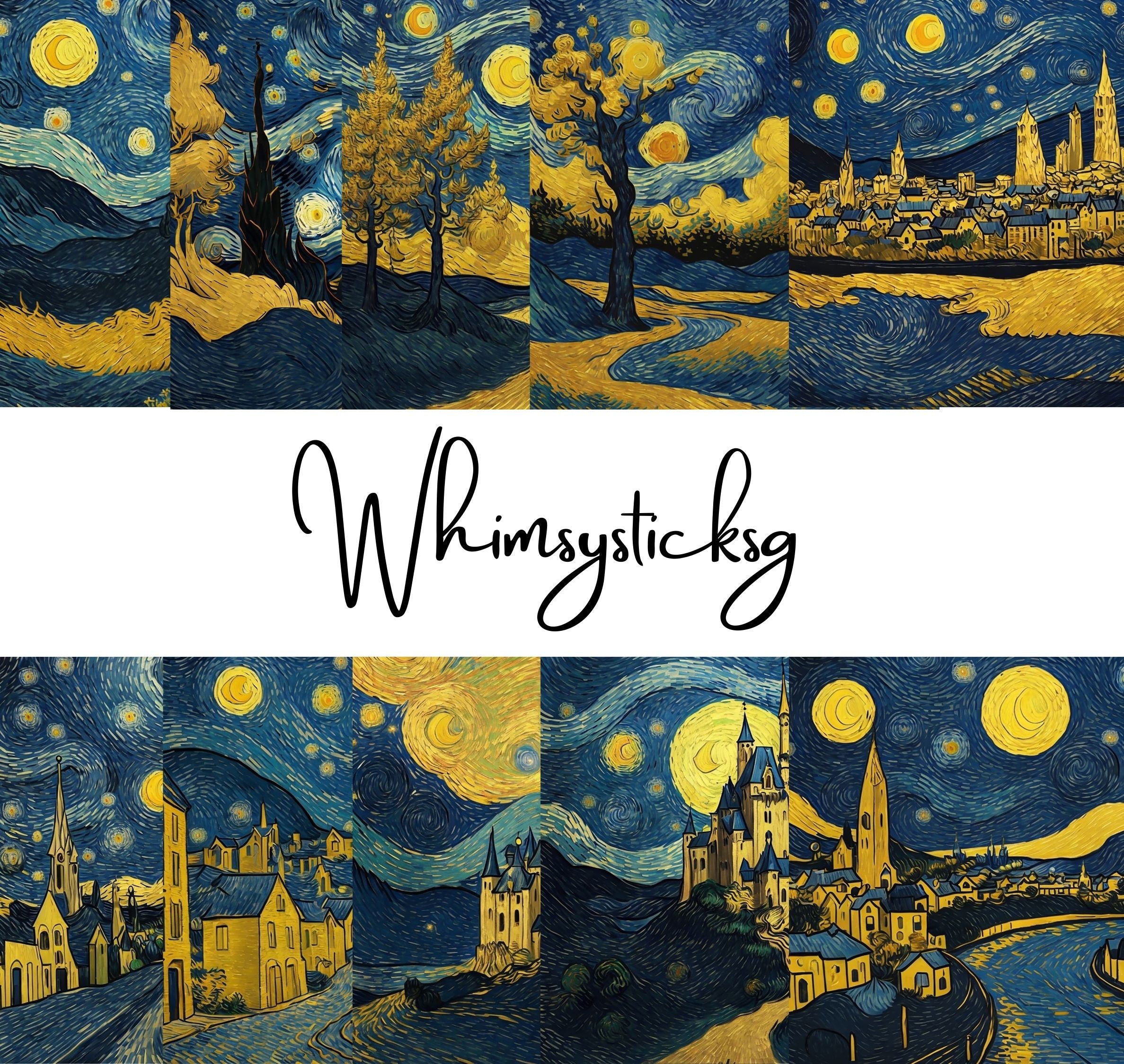 Starry Night Vincent Van Gogh Digital Paper for Crafts - Etsy