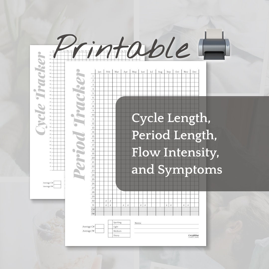 Printable Period Tracker | Minimalist | Menstrual Cycle and Symptom ...