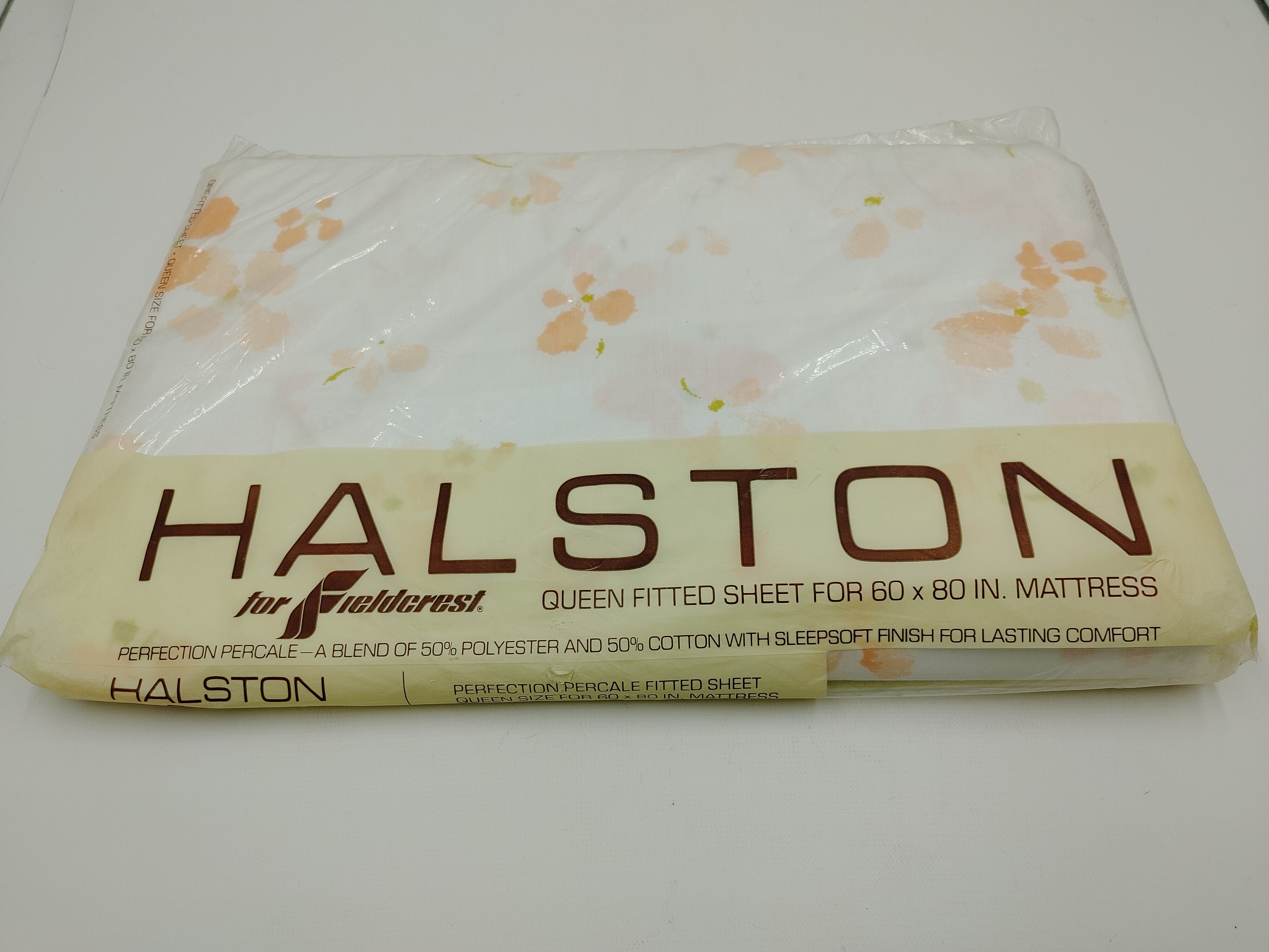 Vintage Halston Queen Fitted Sheet - Etsy
