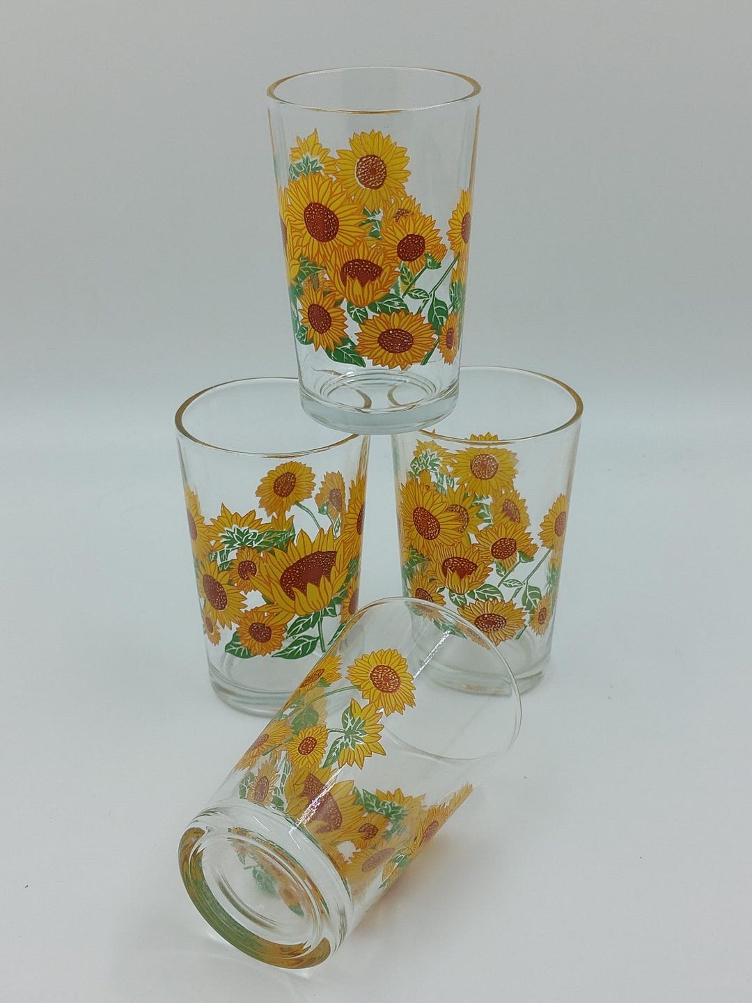 Vintage Sunflower Juice Glasses Set of 4 - Etsy