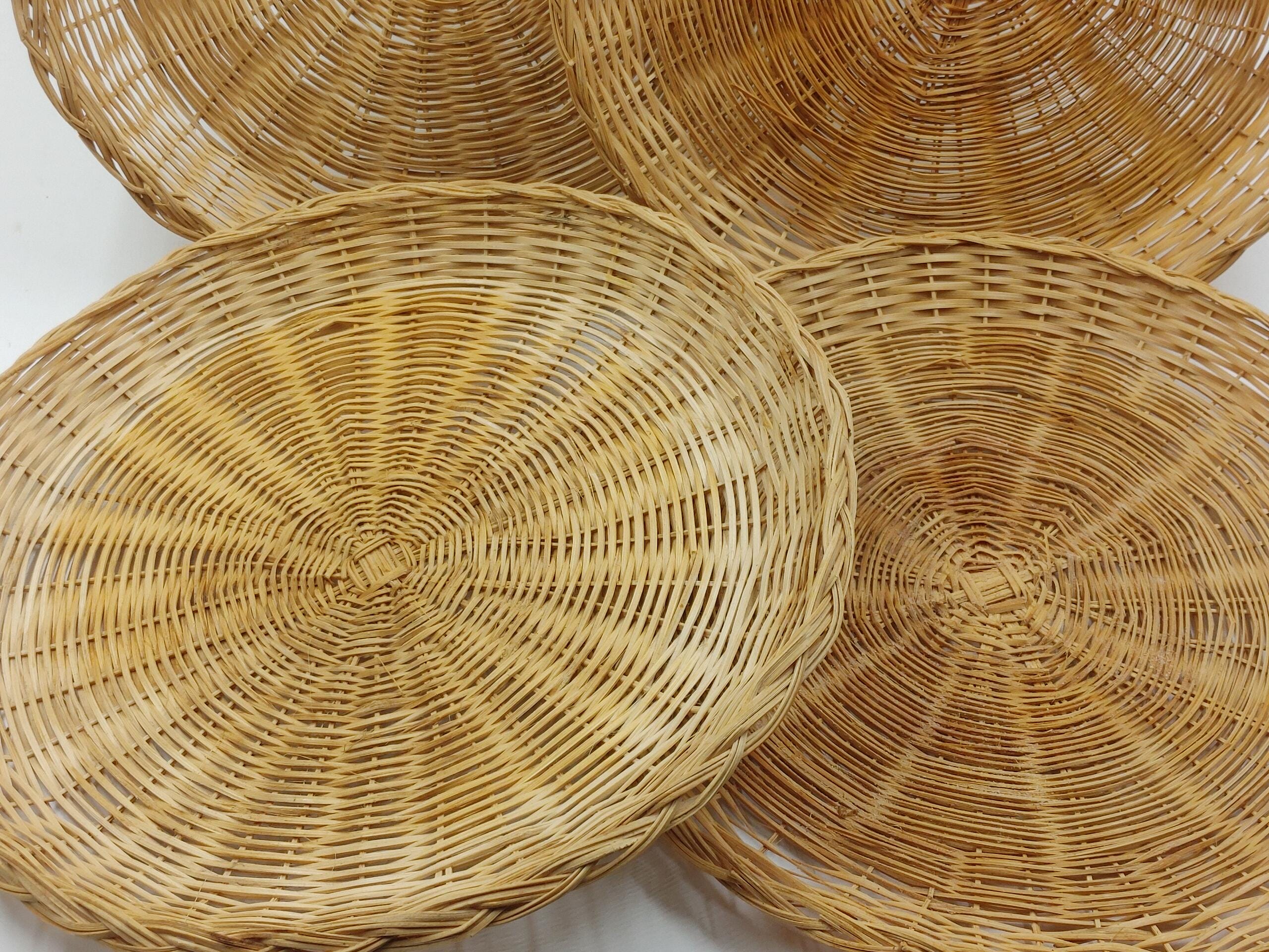 Vintage Wicker Rattan Paper Plate Holder Set of 8 - Etsy
