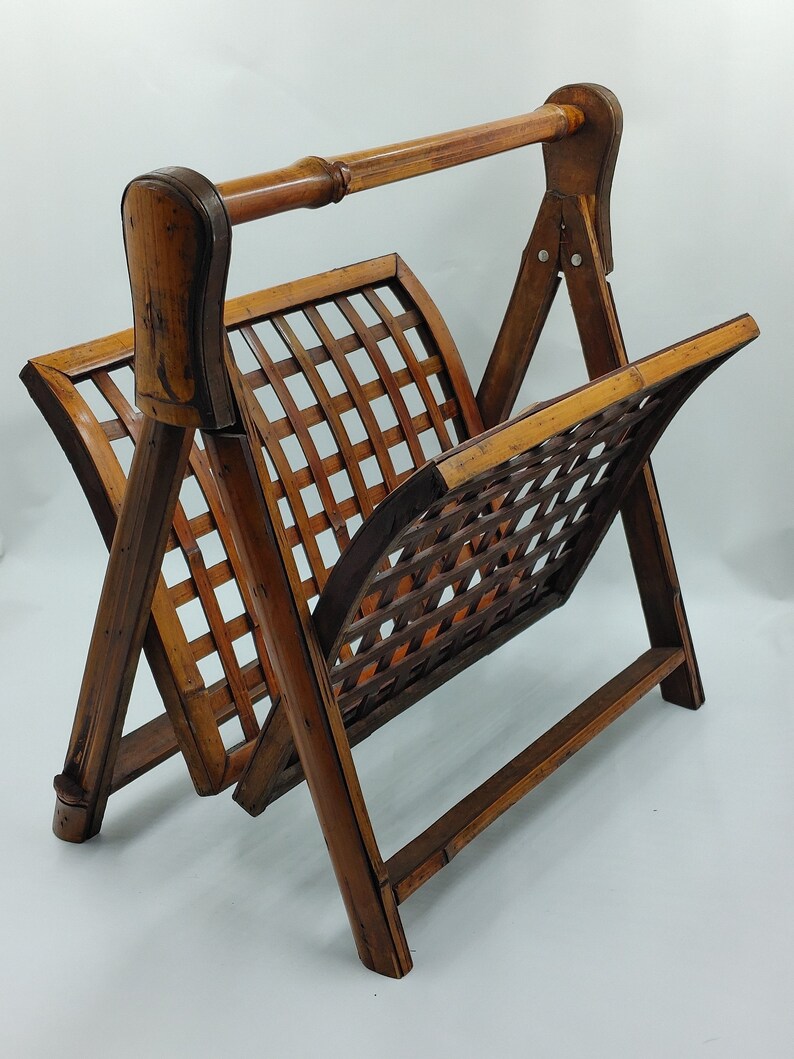 Vintage Bamboo Folding Magazine Rack - Etsy