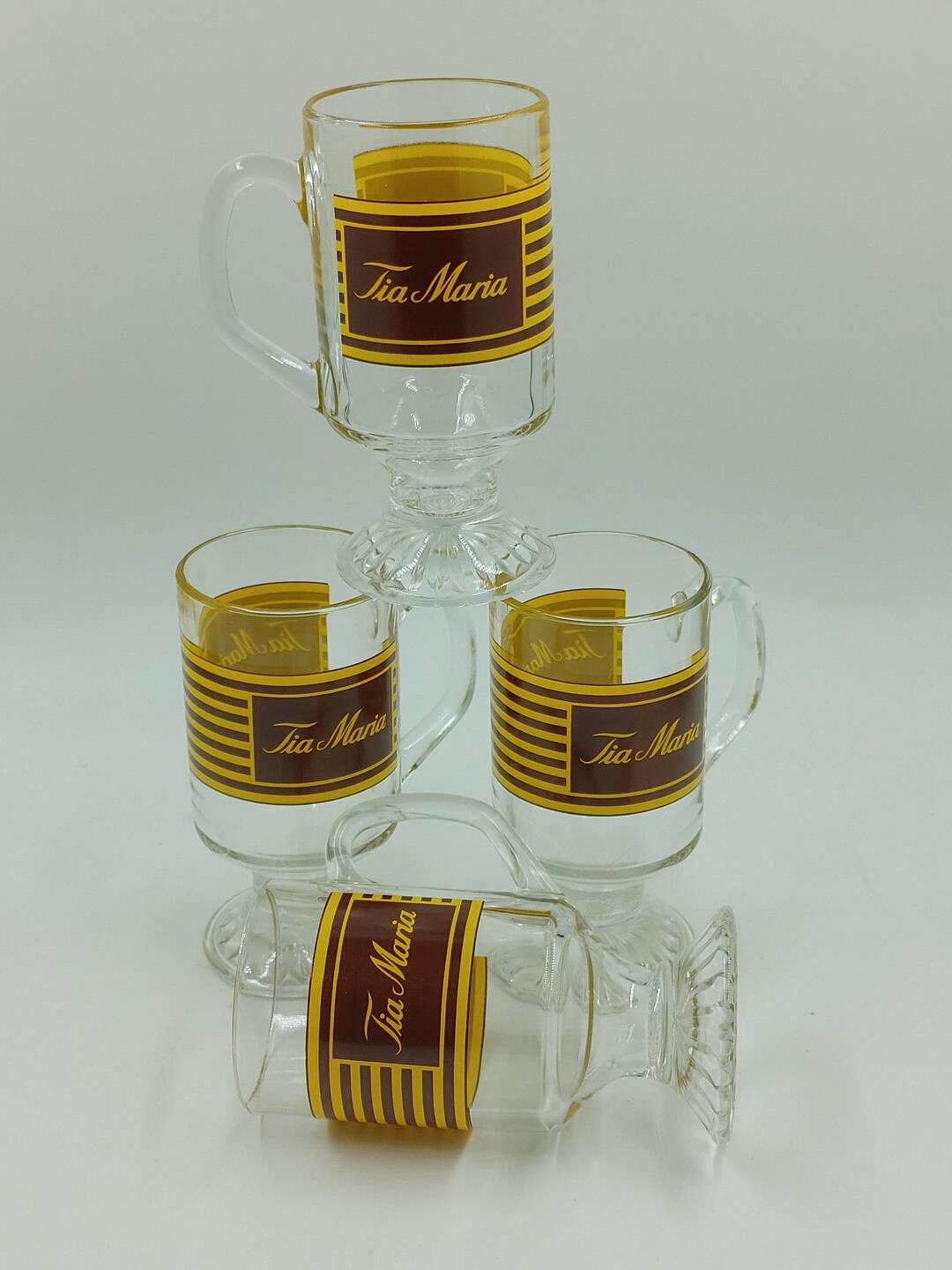 Vintage Tia Maria Glass Pedestal Mugs Set of 4 - Etsy