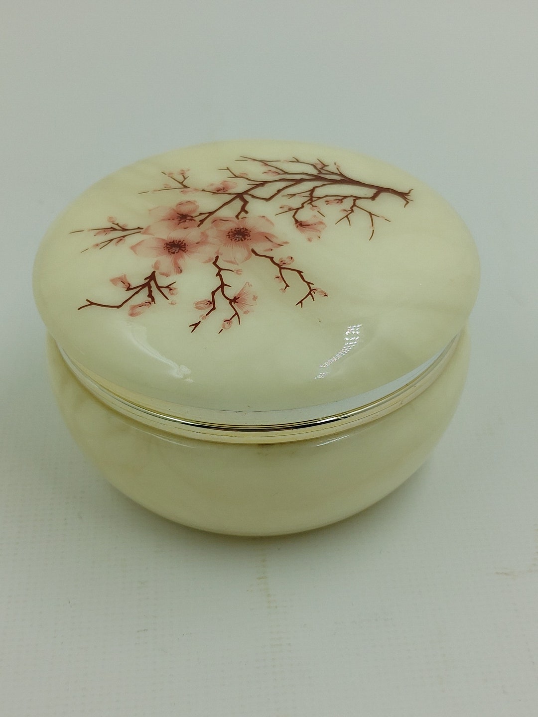 Vintage Alabaster Marble Trinket Box - Etsy