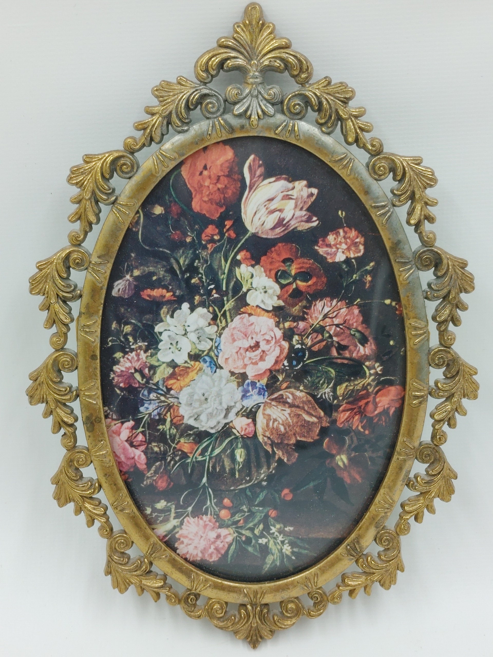 Vintage Ornate Brass Italian Frame With Flowers - Etsy