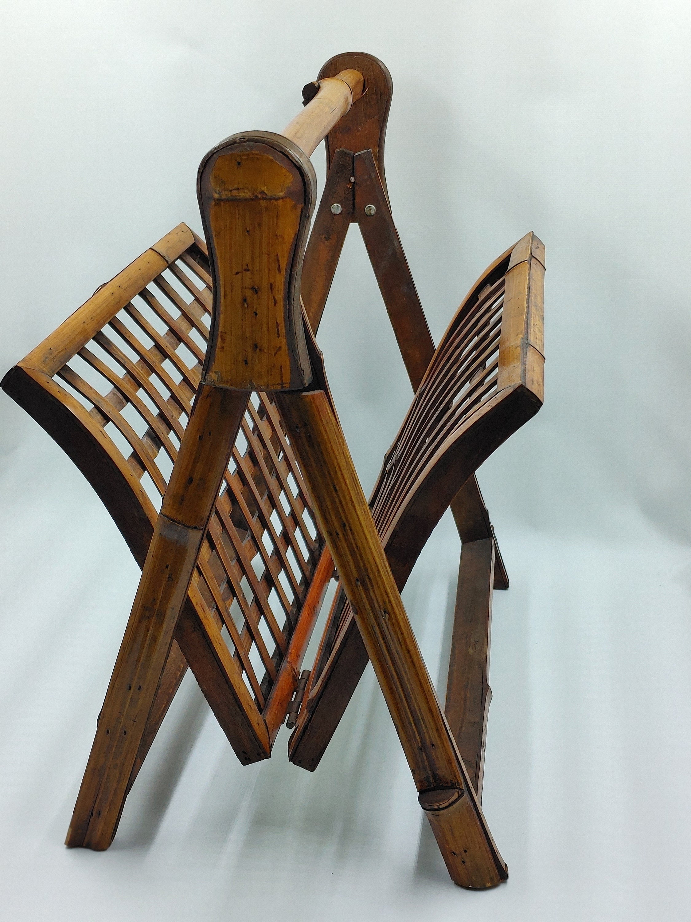 Vintage Bamboo Folding Magazine Rack - Etsy