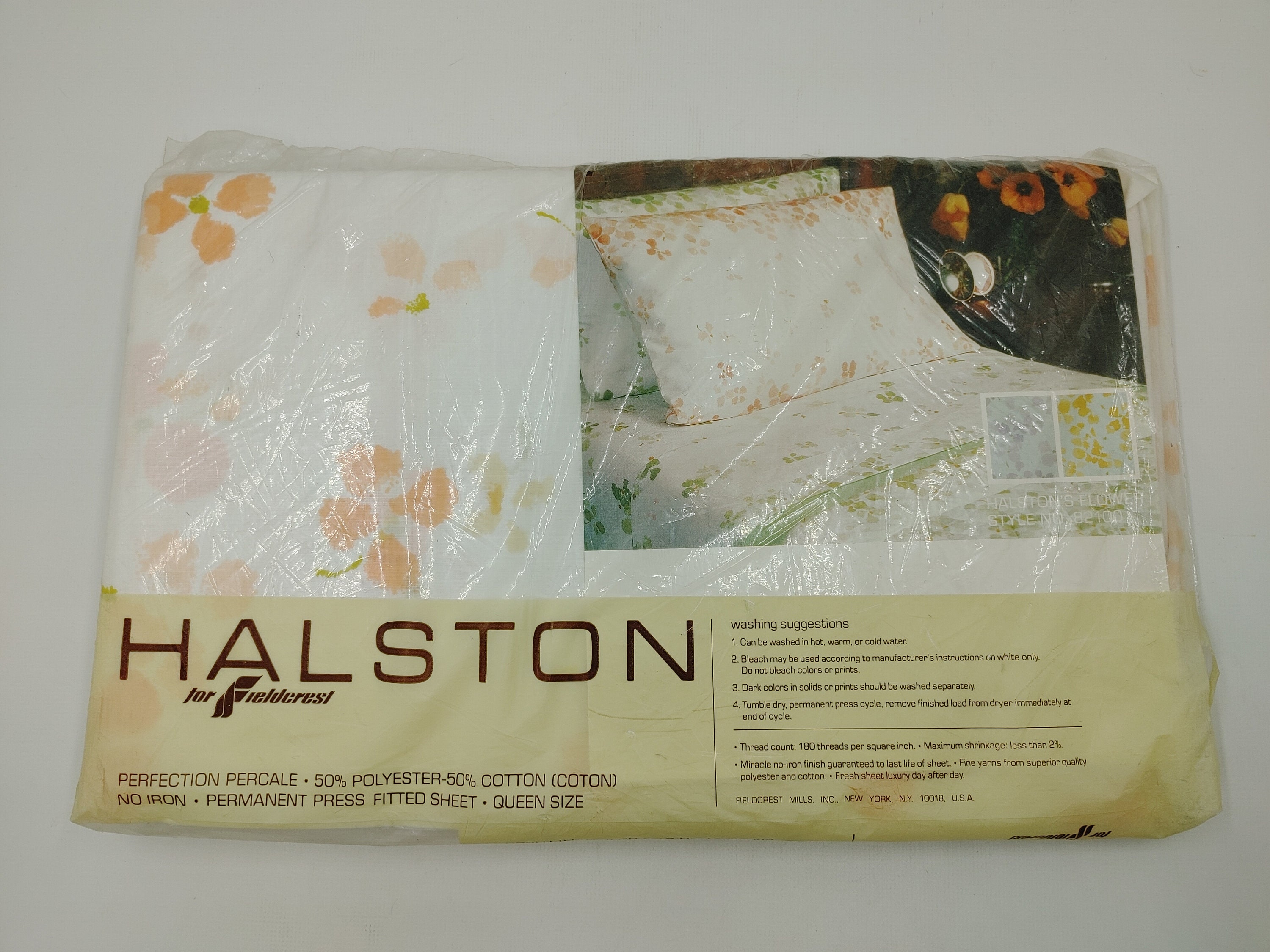 Vintage Halston Queen Fitted Sheet - Etsy