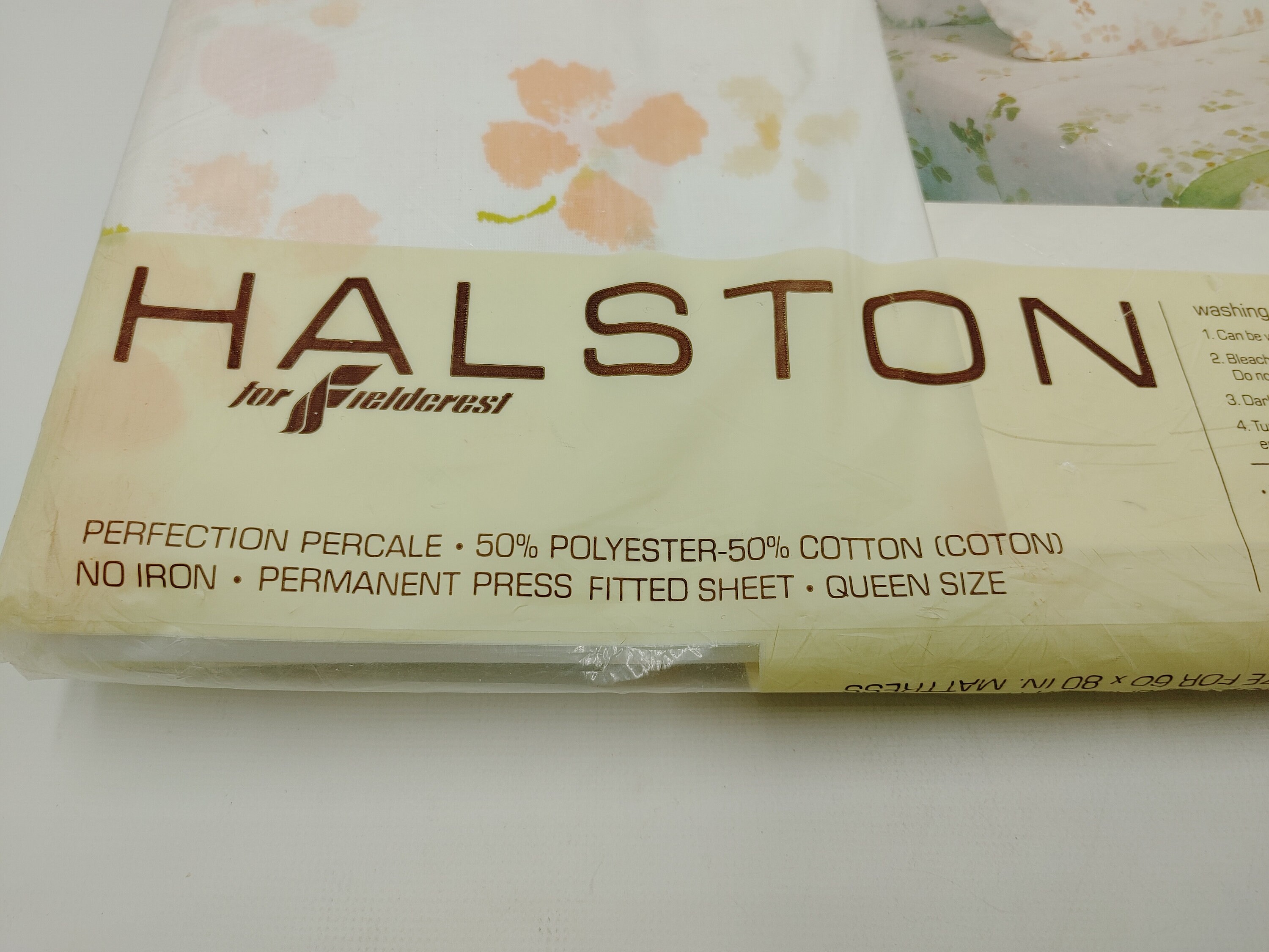 Vintage Halston Queen Fitted Sheet - Etsy