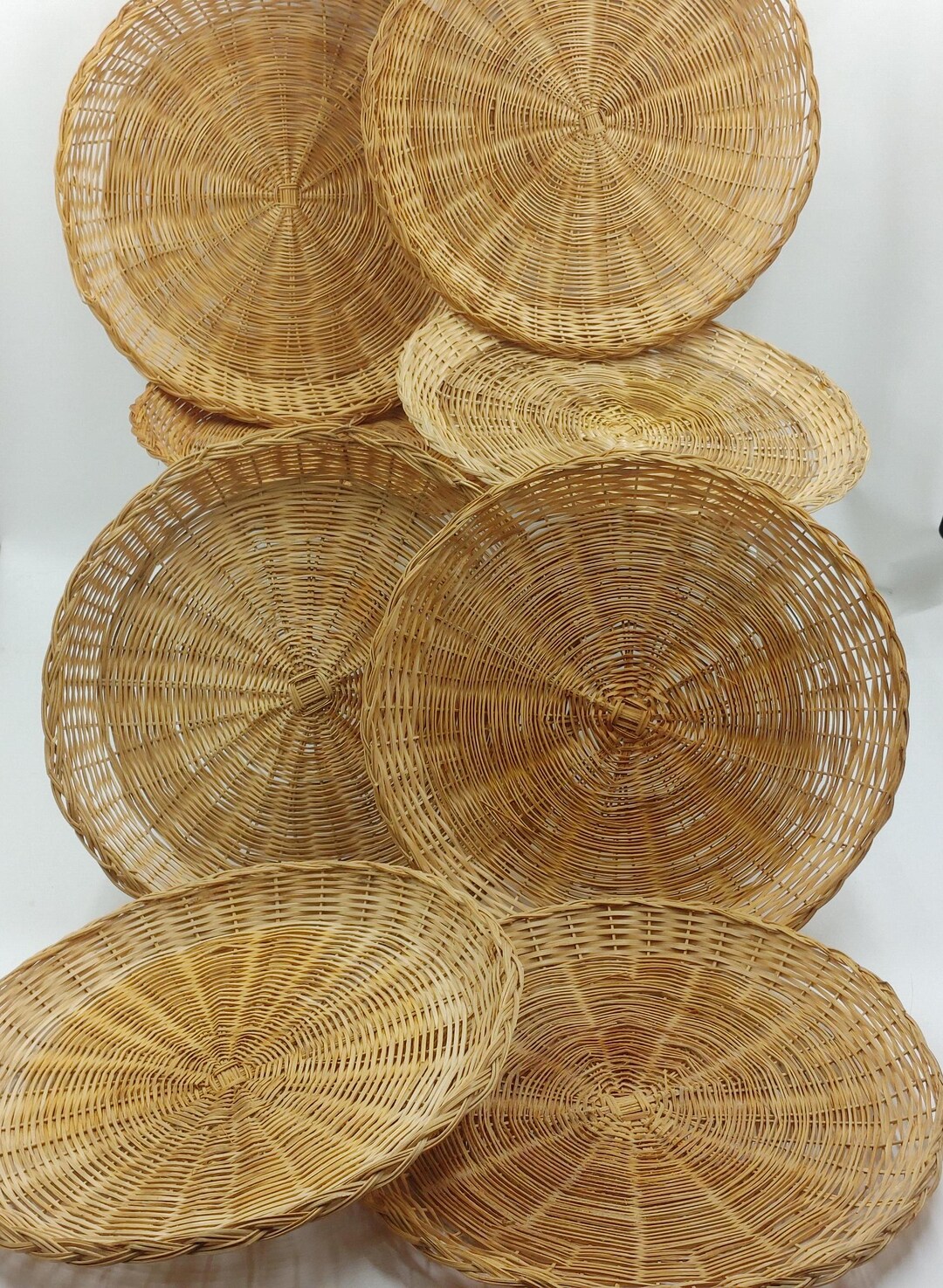 Vintage Wicker Rattan Paper Plate Holder Set of 8 - Etsy