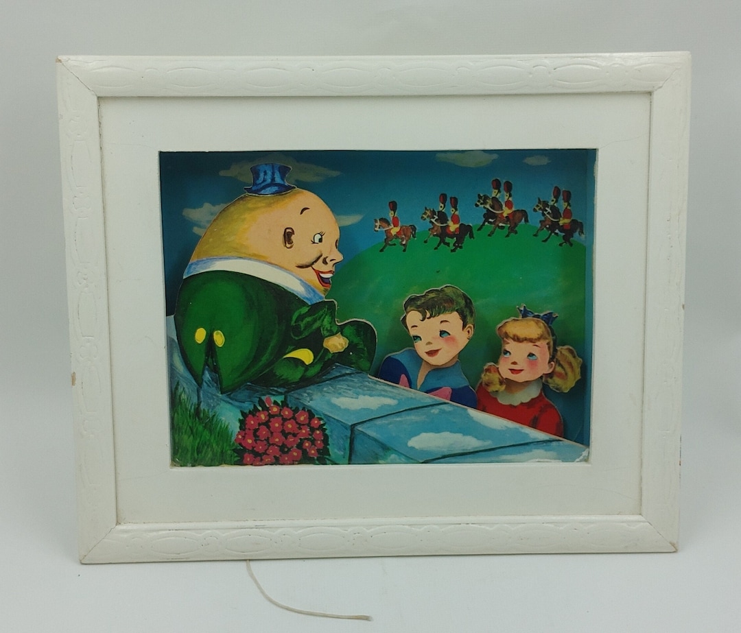 Vintage Wooden Frame Shadow Music Box Humpty Dumpty - Etsy