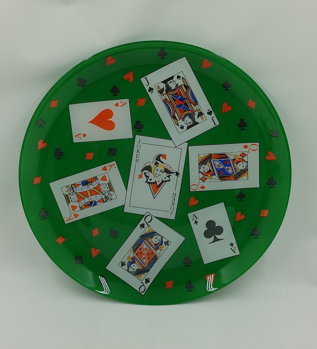 Vintage Glass Playing Cards Tray - Etsy