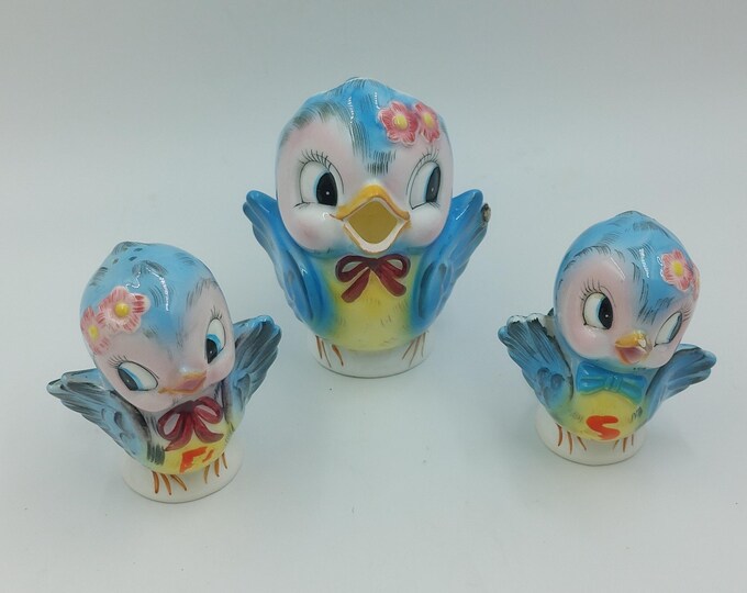 Vintage Lefton Bluebird Salt and Pepper Shakers and Creamer Set - Etsy