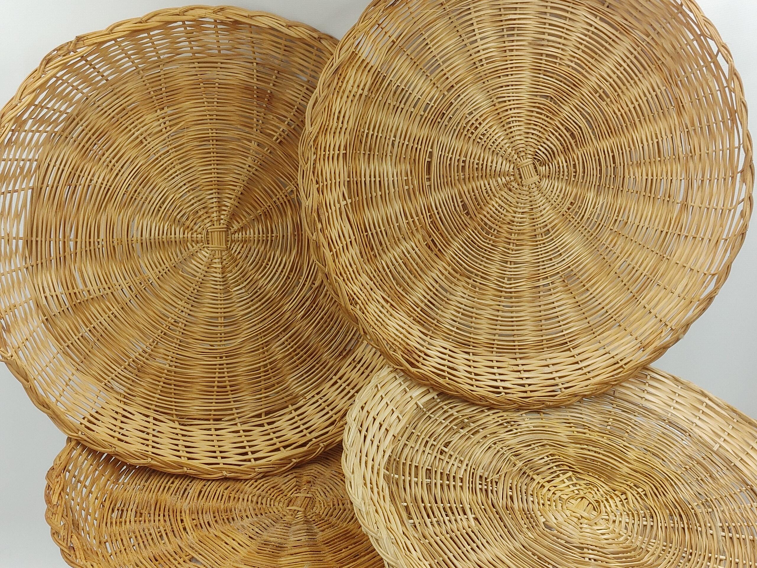 Vintage Wicker Rattan Paper Plate Holder Set of 8 - Etsy