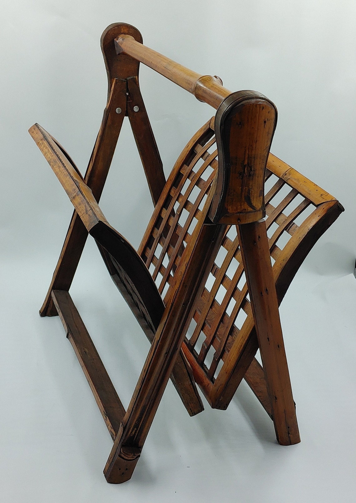 Vintage Bamboo Folding Magazine Rack - Etsy