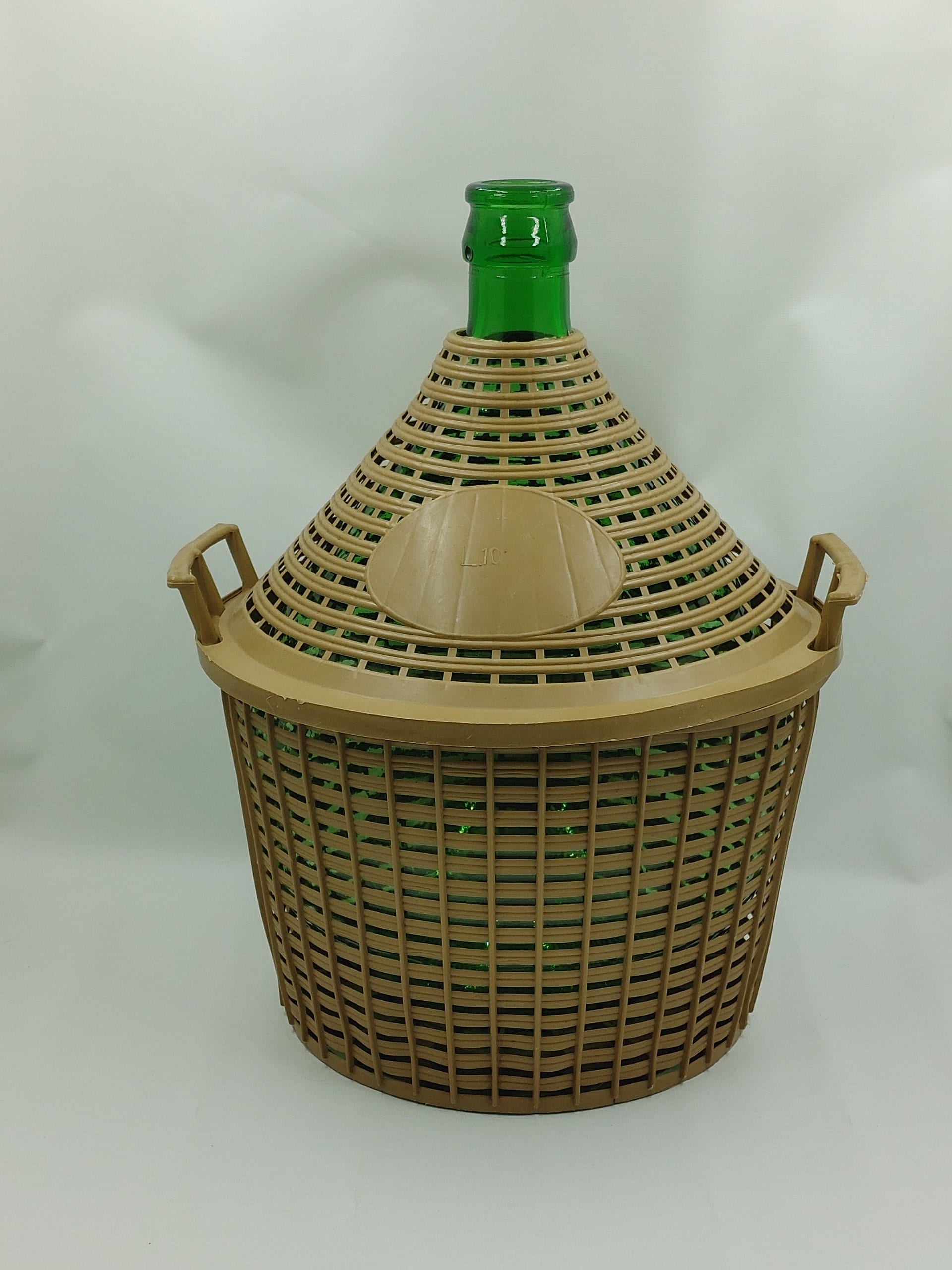 Vintage Demijohn 10 Liters Green Glass With Plastic Cover - Etsy