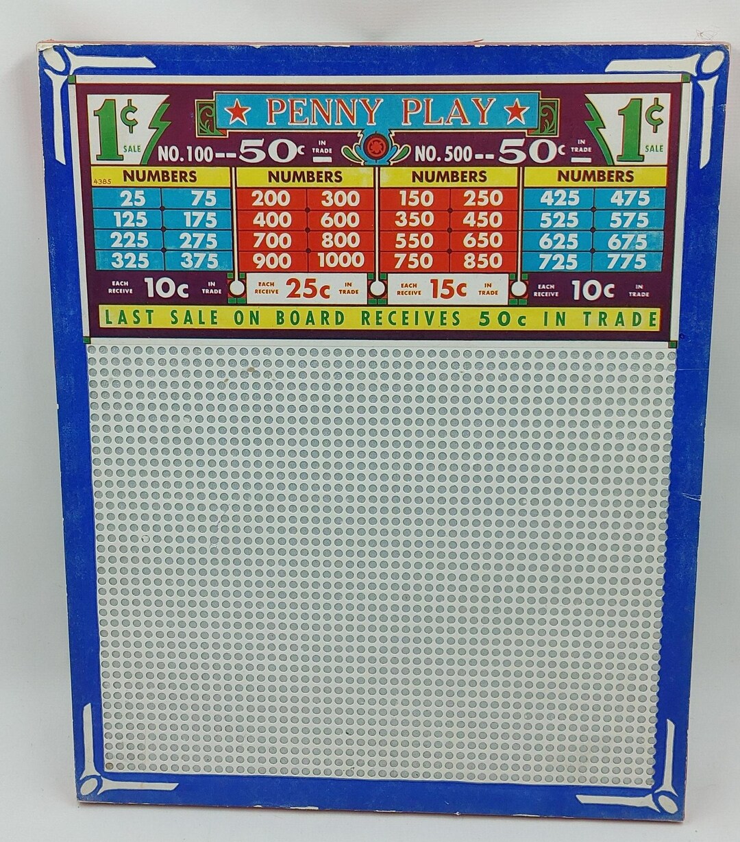 Vintage Penny Play Punch Board Game - Etsy