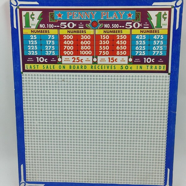 Vintage Penny Play Punch Board Game - Etsy