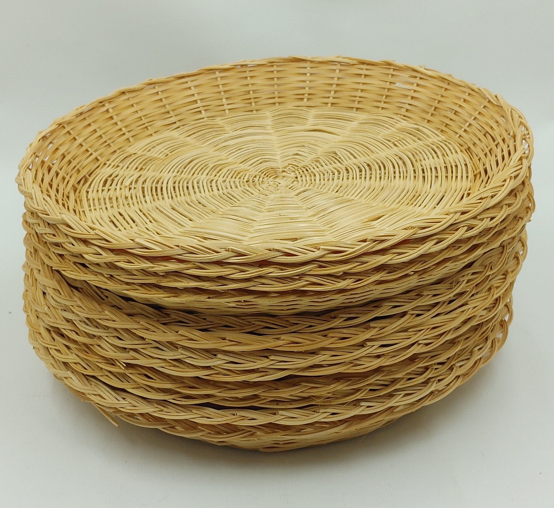 Vintage Wicker Rattan Paper Plate Holder Set of 12 - Etsy