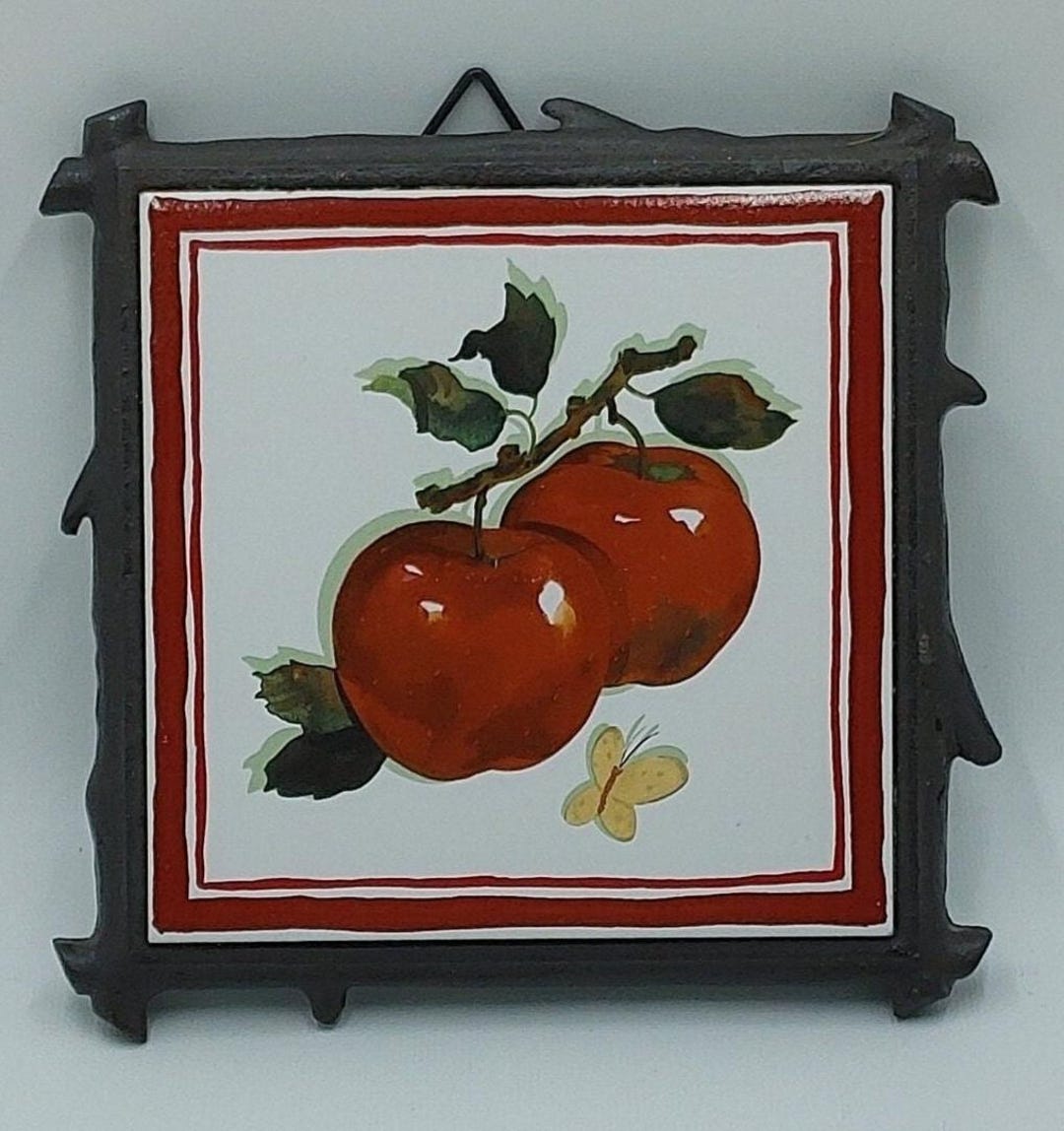 Vintage Cast Iron and Ceramic Tile Trivet - Etsy