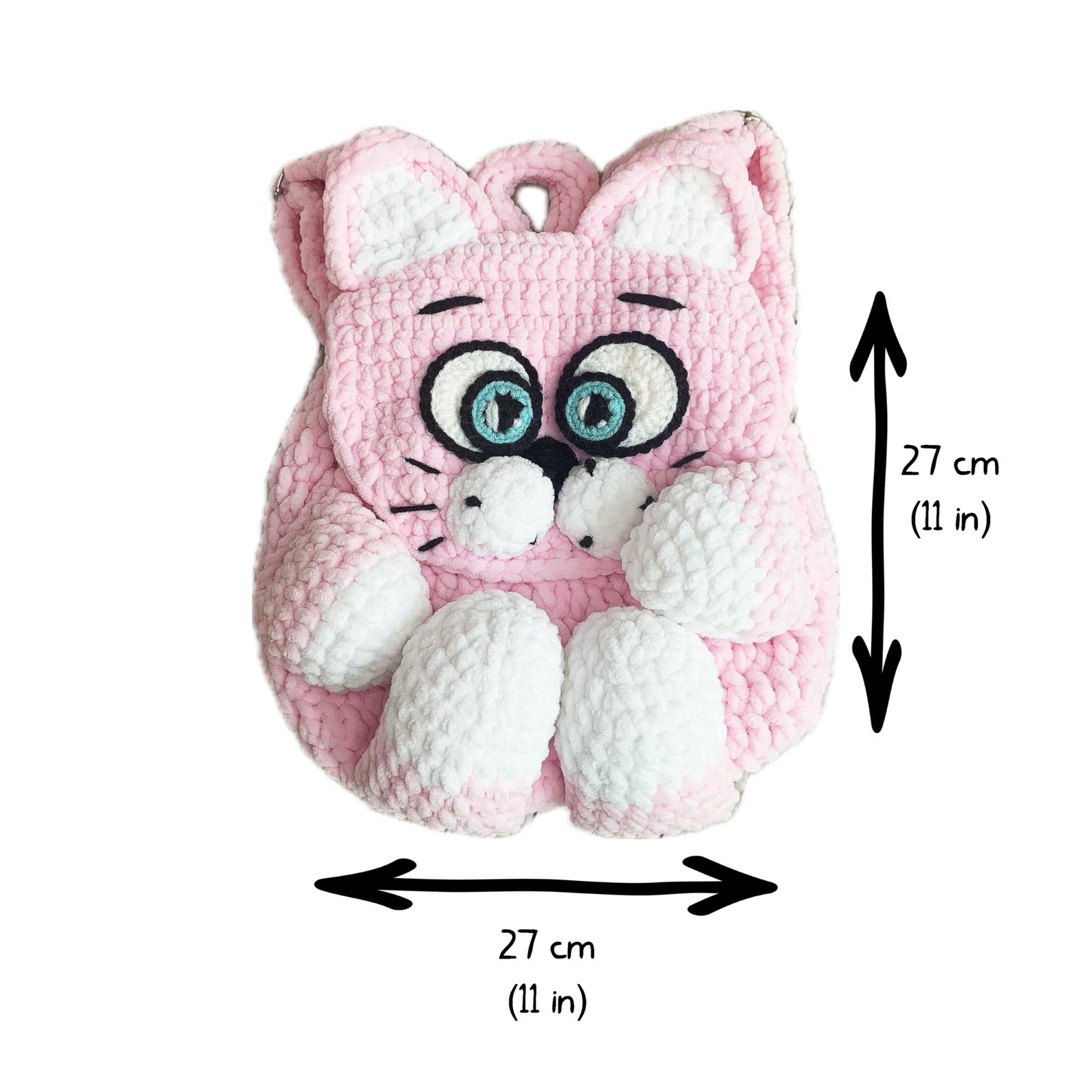 Handmade Pink Cat Crochet Backpack – Soft Chenille Animal Bag With ...