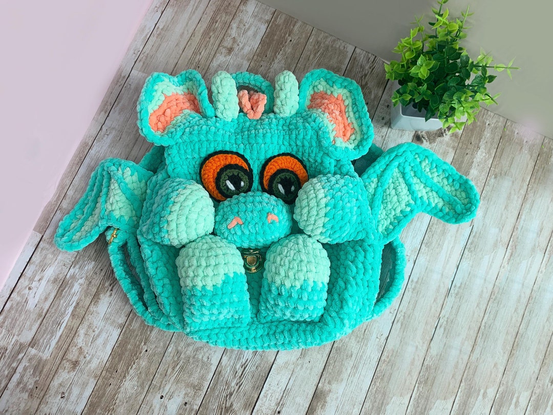 Kids Backpack - Handmade Dragon Crochet Animal Bag, Toddler Backpack ...