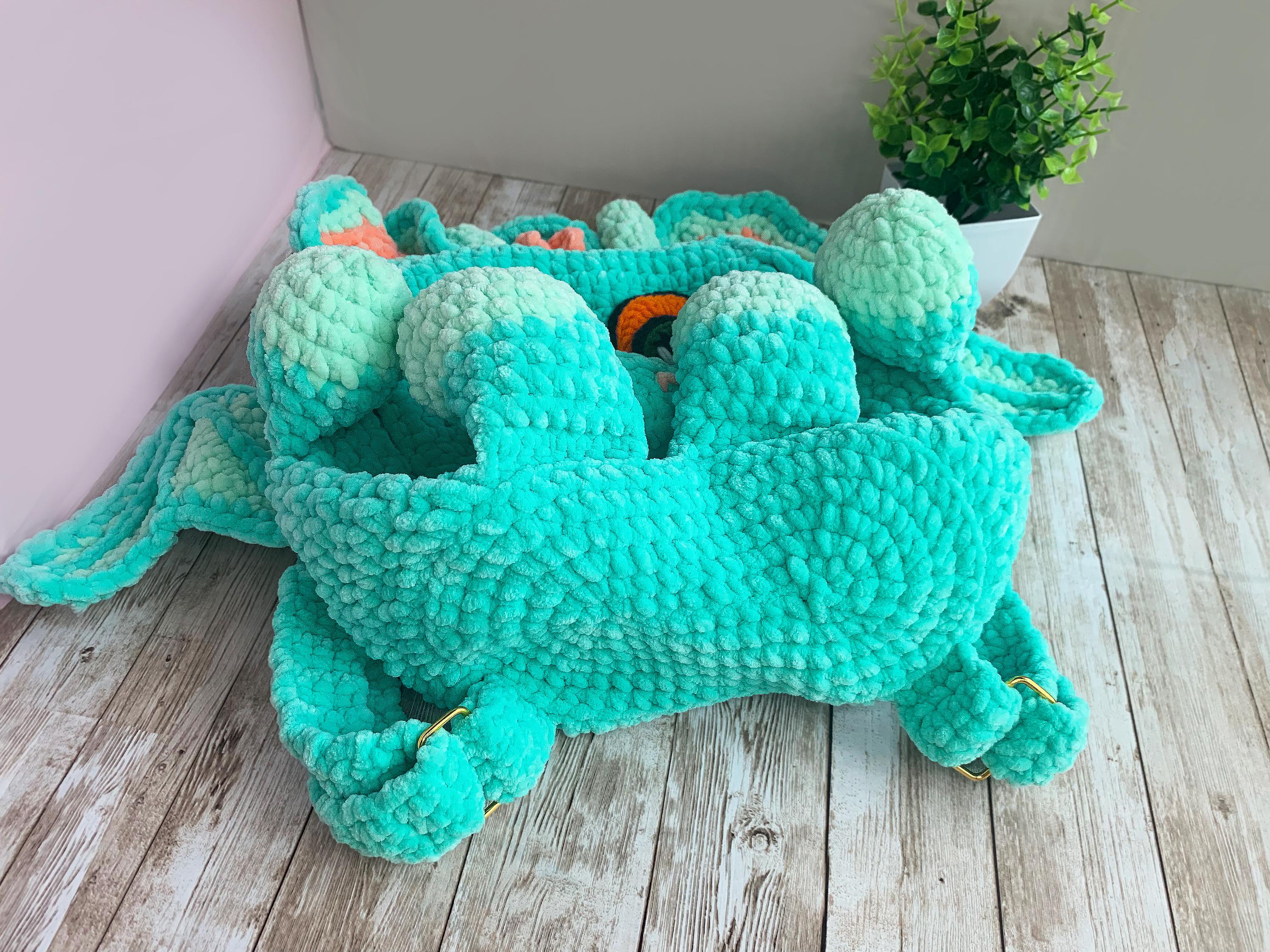 Kids Backpack - Handmade Dragon Crochet Animal Bag, Toddler Backpack ...