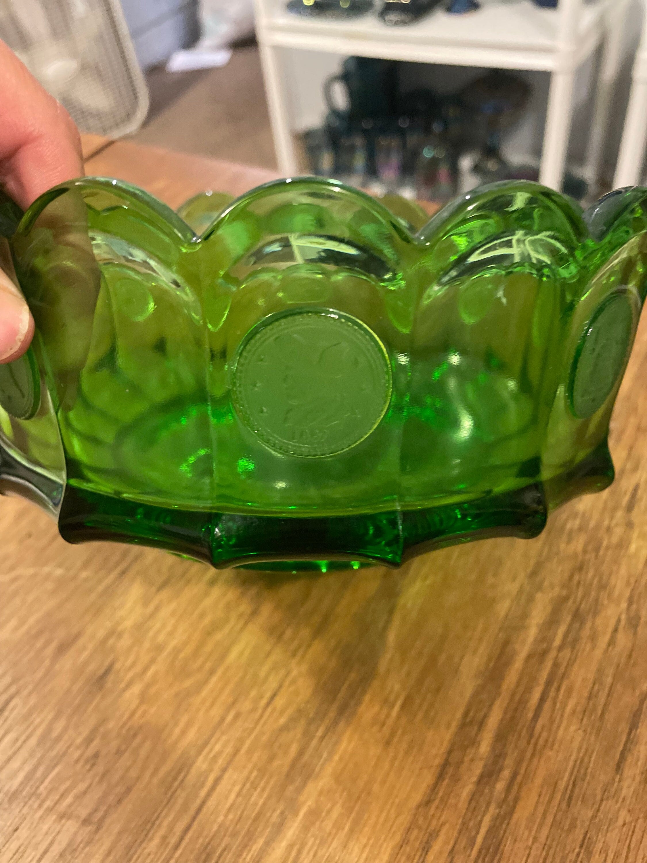 Fostoria Emerald Green Coin Glass Bowl - Etsy
