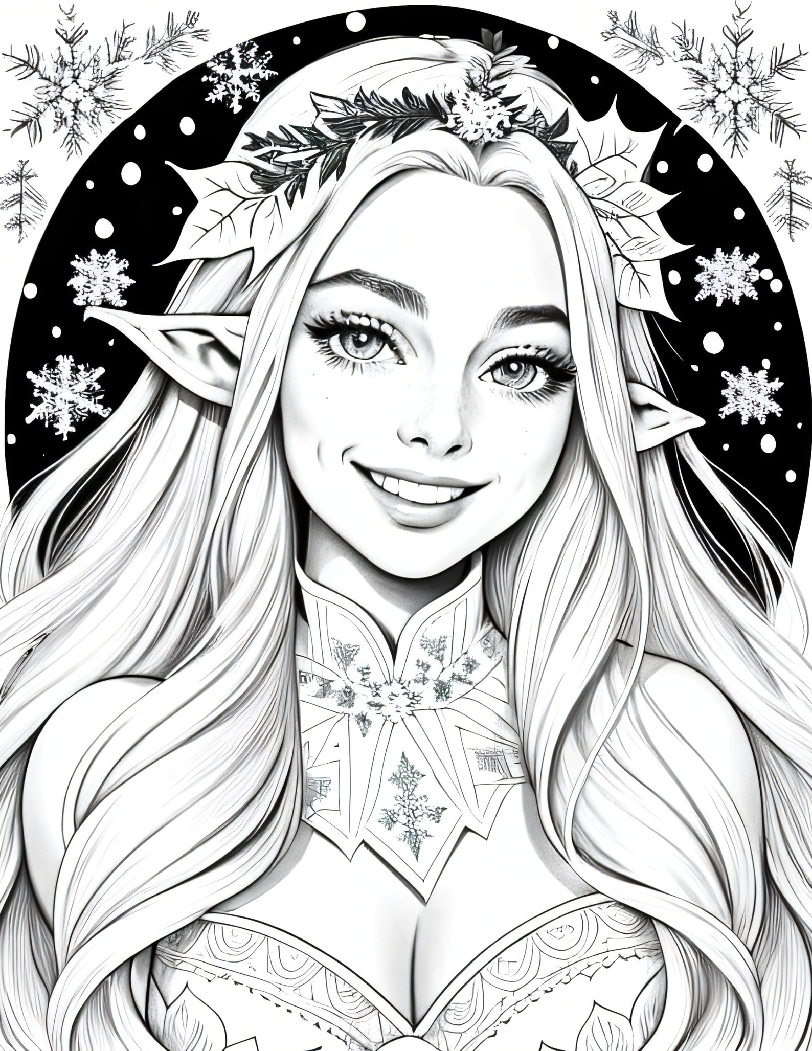Winter Elf Princess Coloring Pages - Etsy