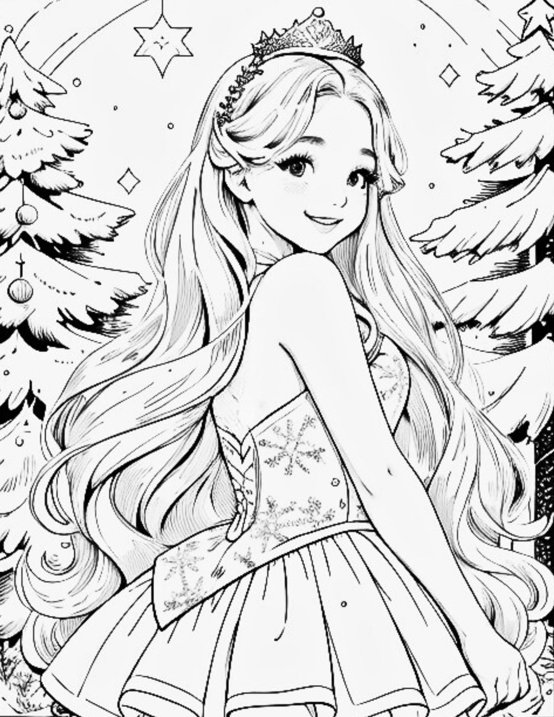 Winter Princess Coloring Pages - Etsy