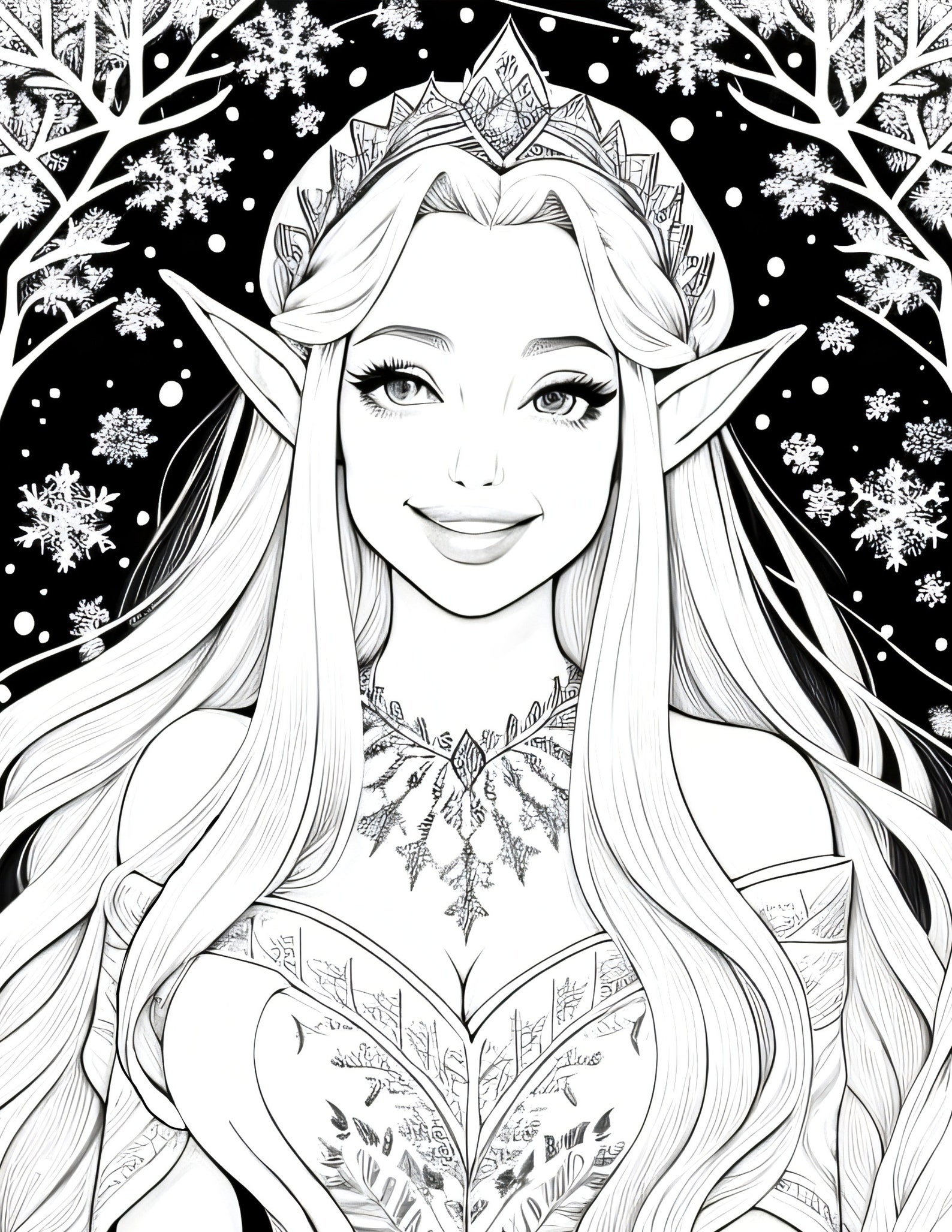 Winter Elf Princess Coloring Pages - Etsy