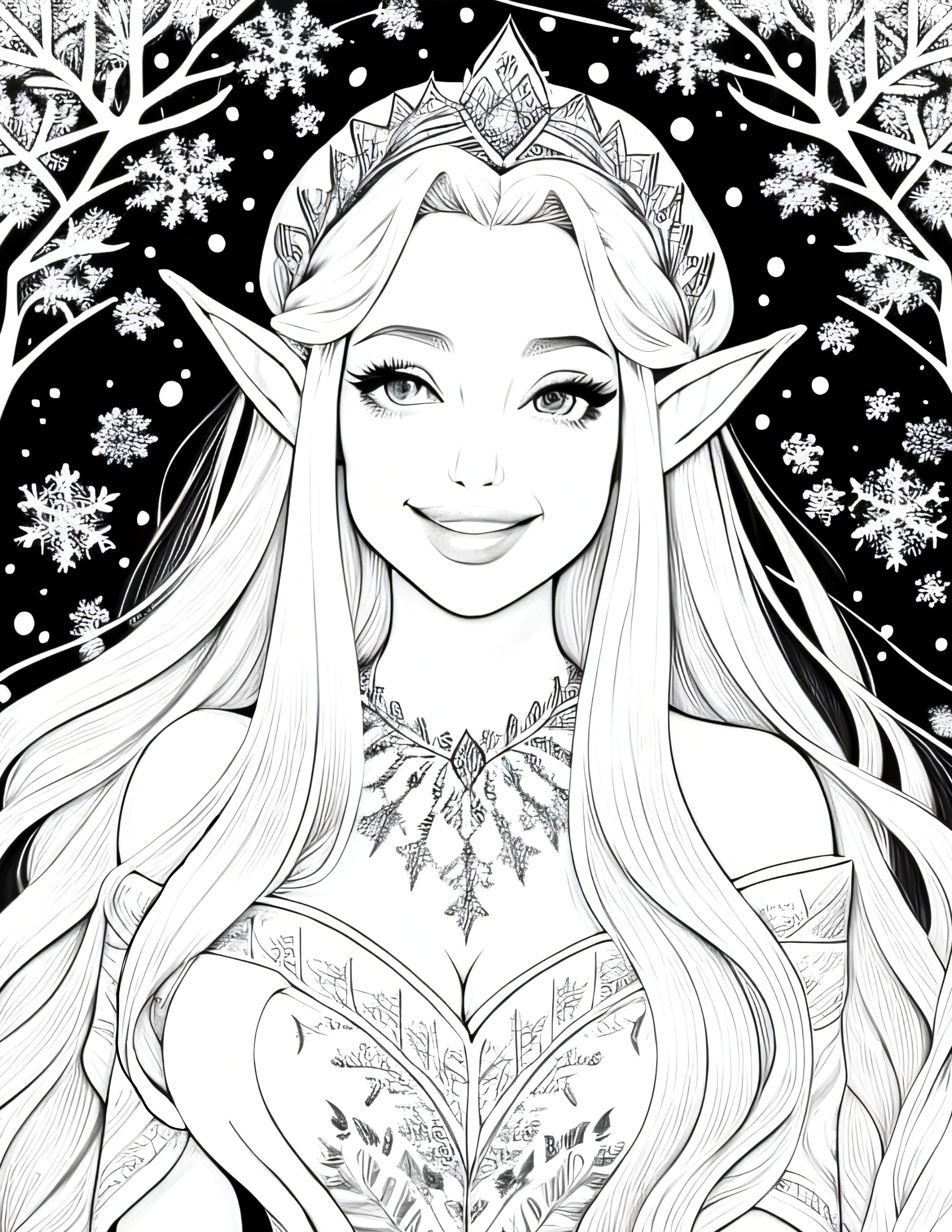 Winter Elf Princess Coloring Pages - Etsy