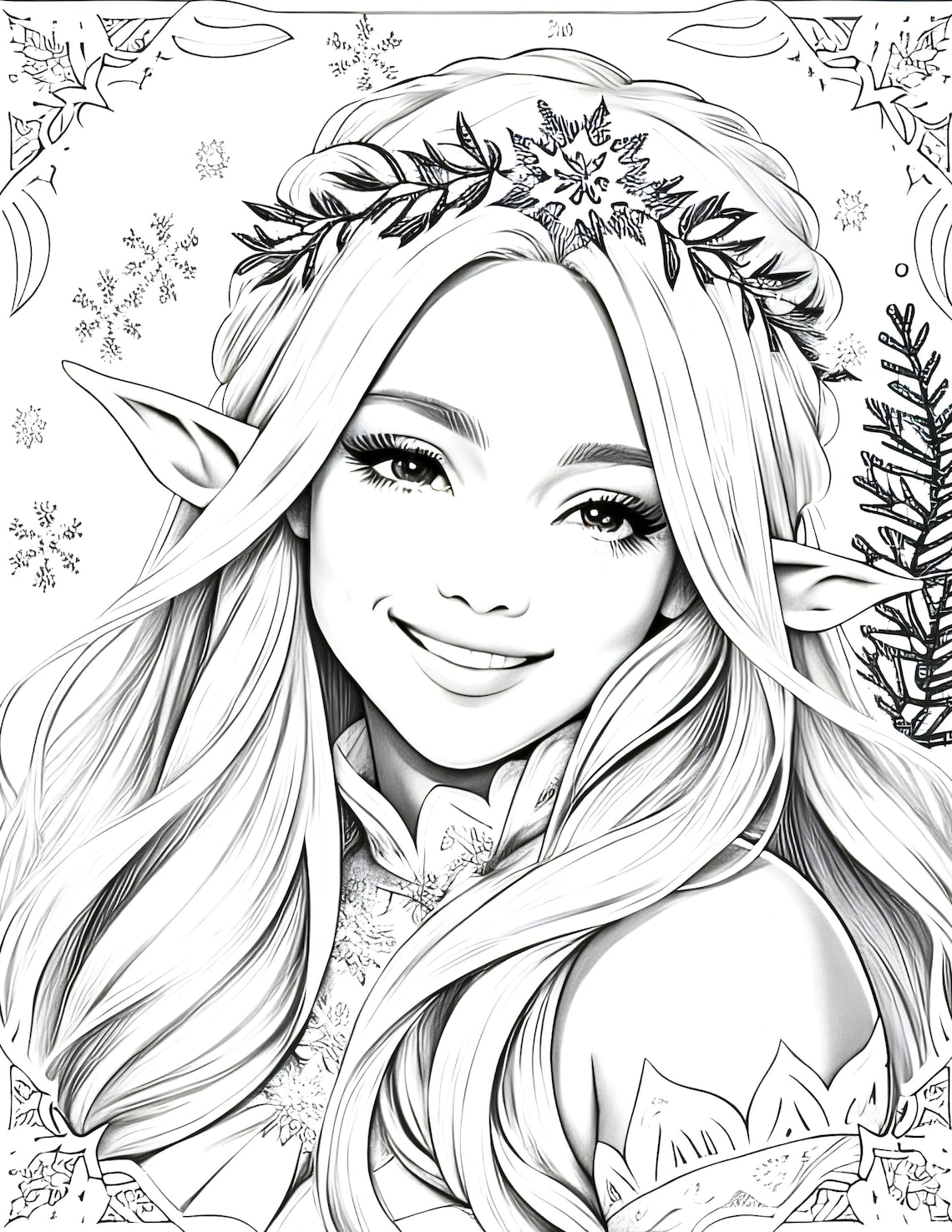 Winter Elf Princess Coloring Pages - Etsy
