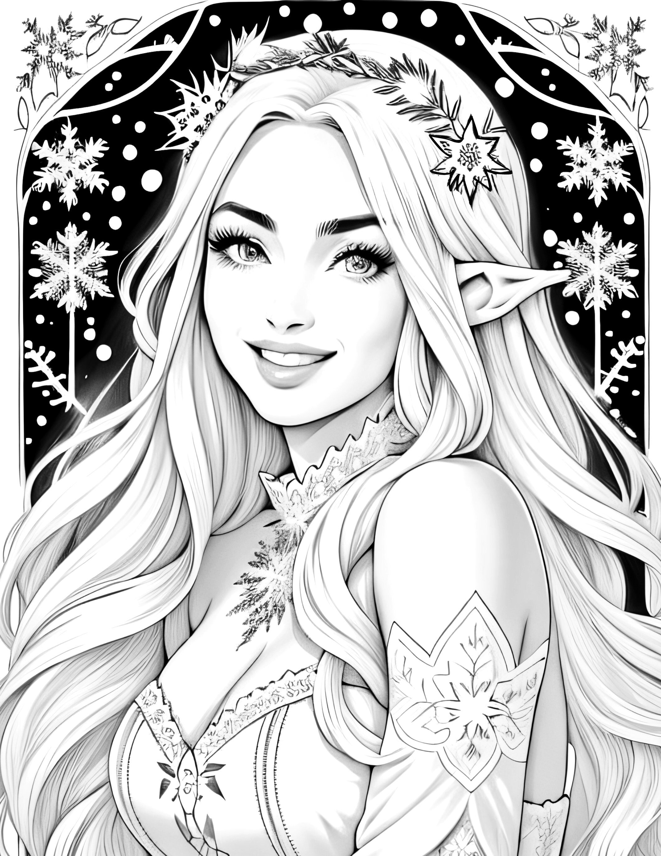 Winter Elf Princess Coloring Pages - Etsy