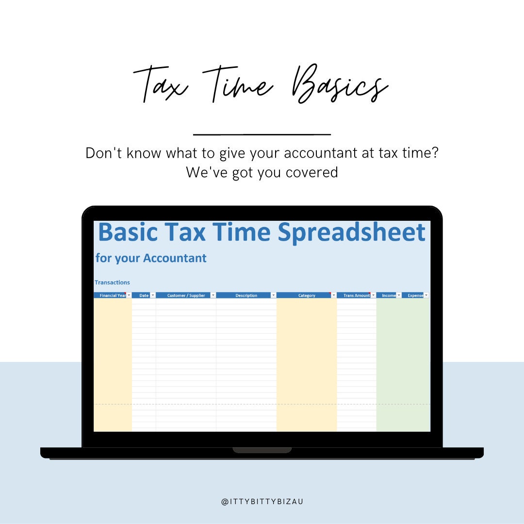 Basic Tax Time Spreadsheet for Your Accountant Template Microsoft Excel ...