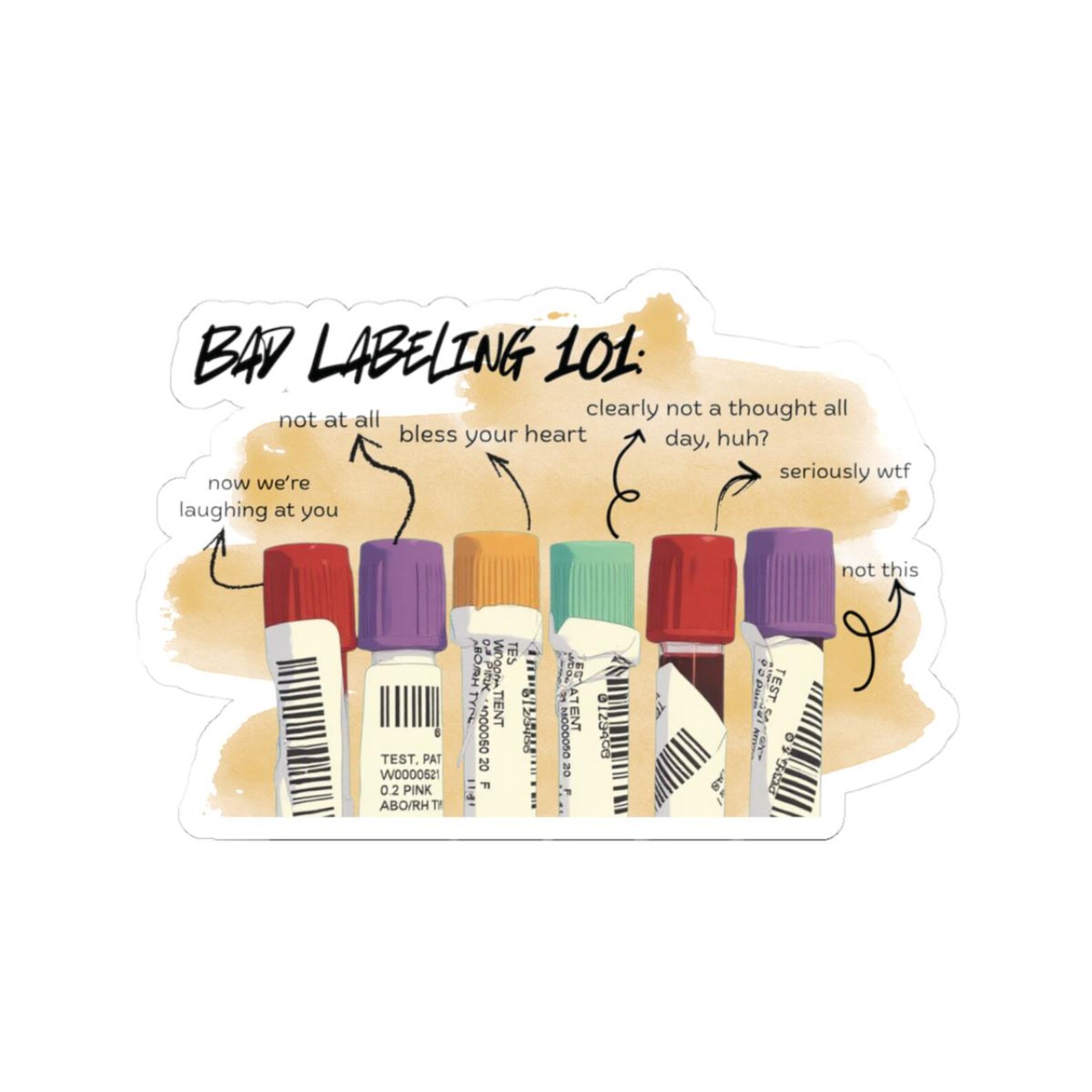 Bad Labeling 101 Test Tube Vial Sticker | Medical Laboratory - Etsy