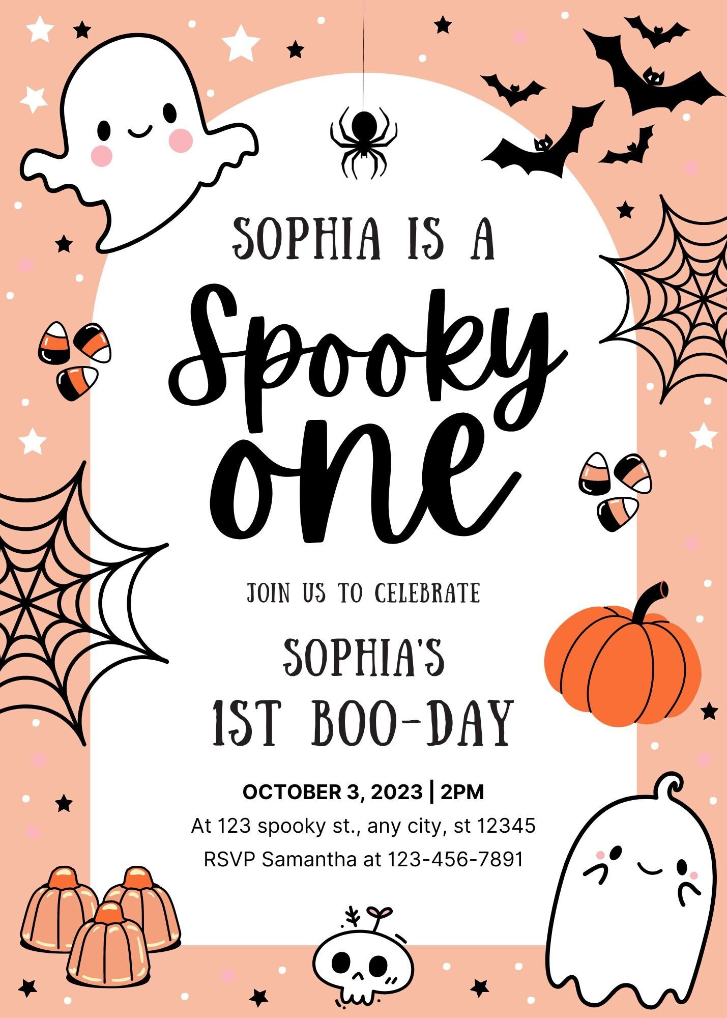 Spooky Birthday Invitation Cute Ghost Party Editable - Etsy
