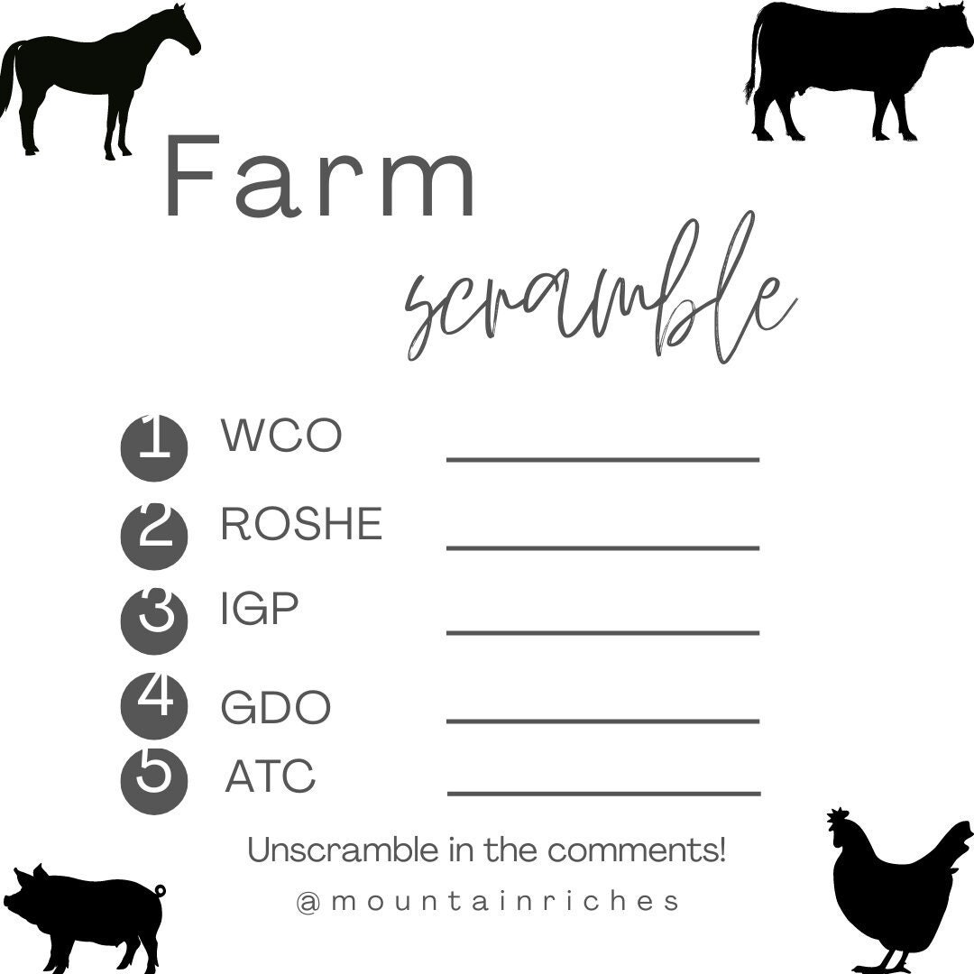 Preschool Kindergarten Farm Wordsearch Scramble and Scavenger Hunt - Etsy