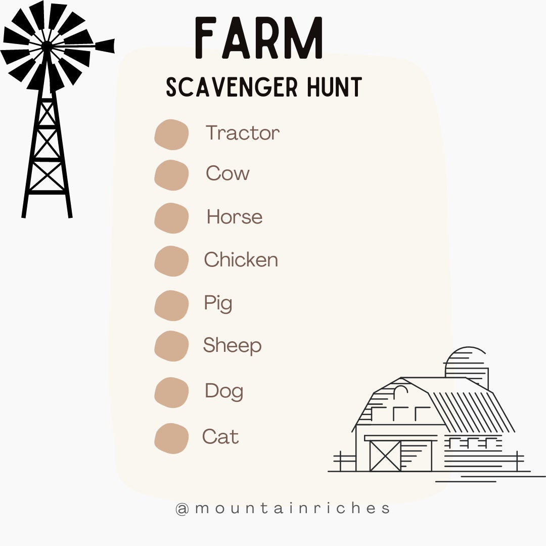Preschool Kindergarten Farm Wordsearch Scramble and Scavenger Hunt - Etsy