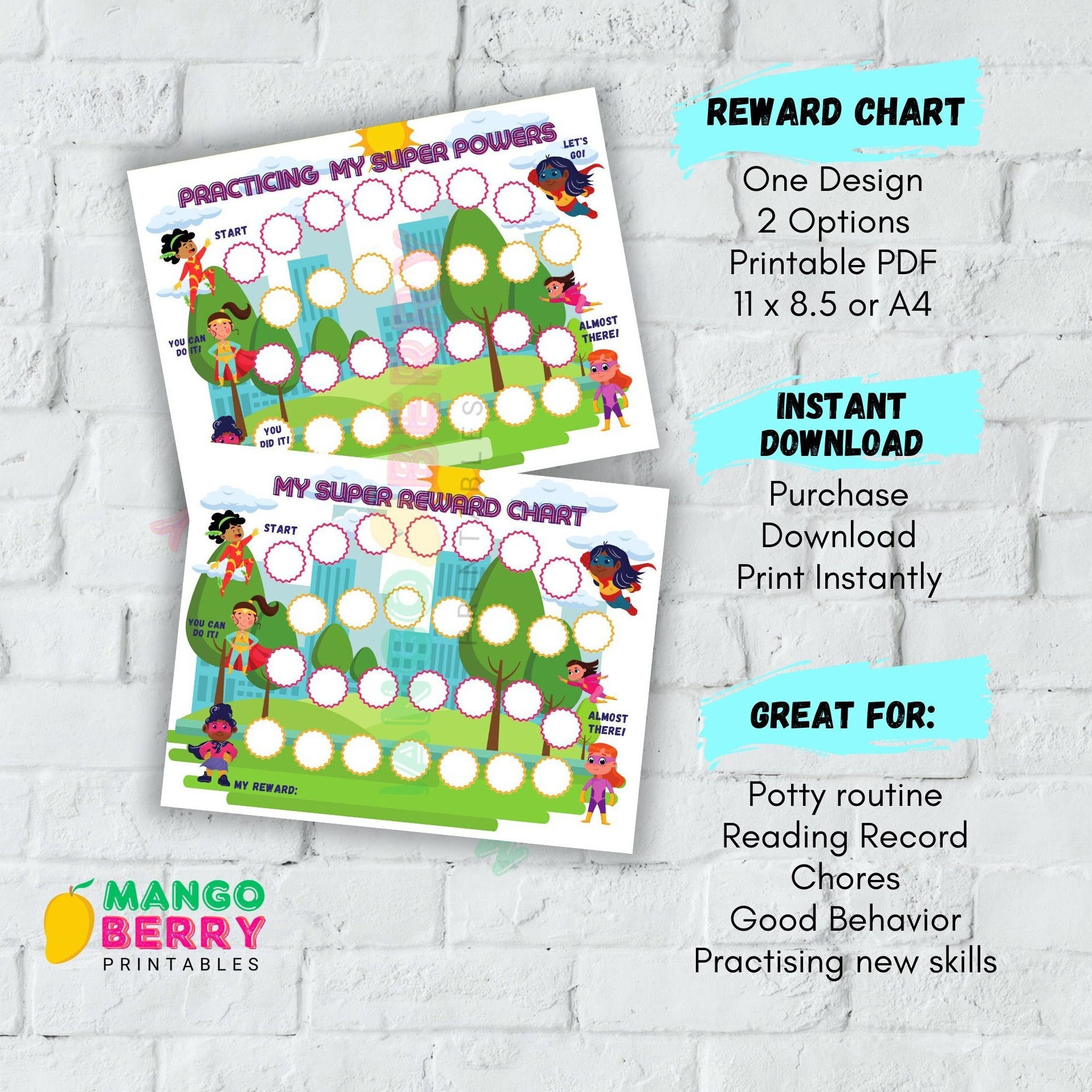 Printable Reward Chart, Toddler Reward Chart, Kids Routine Chart, Child ...